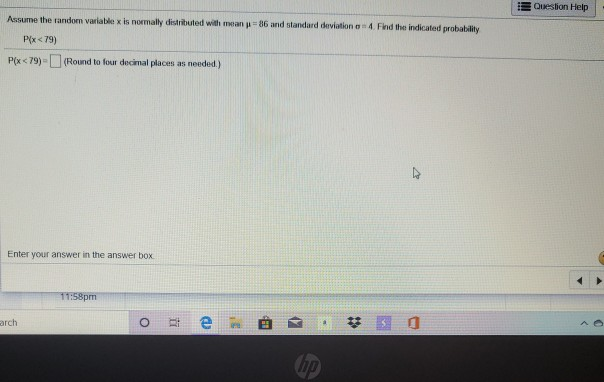 Solved Assume the random variable x is normally distributed | Chegg.com