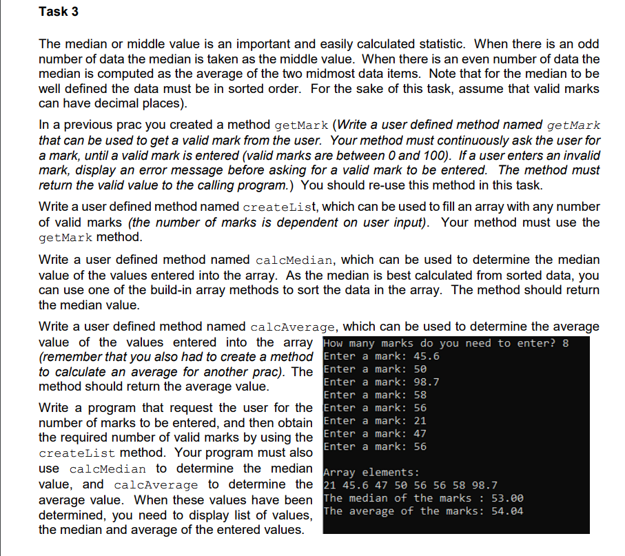 Solved The median or middle value is an important and easily | Chegg.com