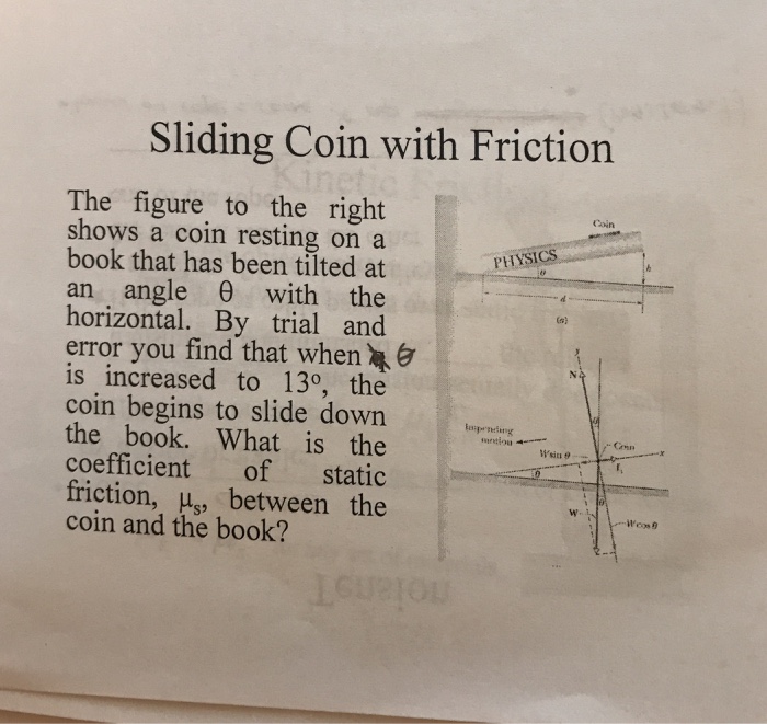 Solved Sliding Coin with Friction The figure to the right | Chegg.com