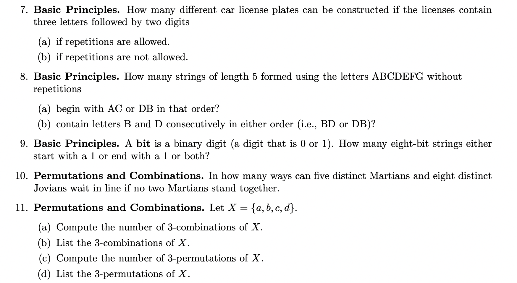 Solved 7. Basic Principles. How many different car license | Chegg.com
