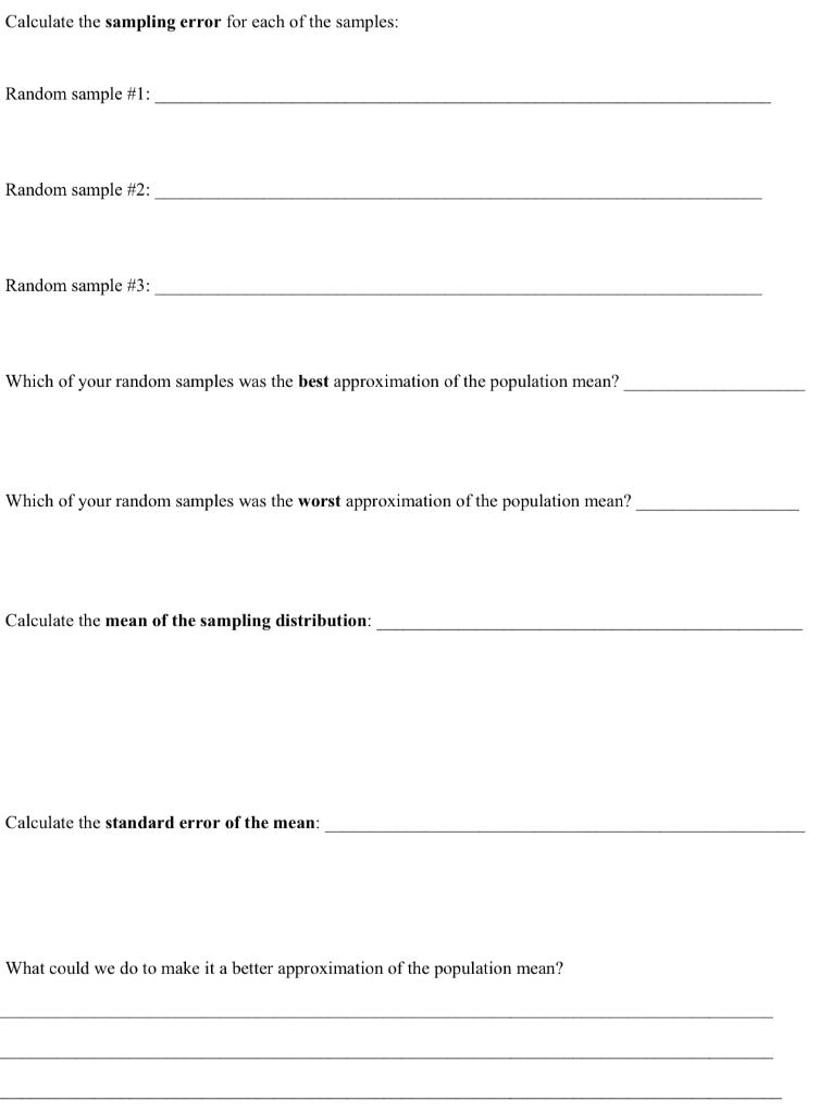 Solved Draw three random samples of n=3 from the population | Chegg.com