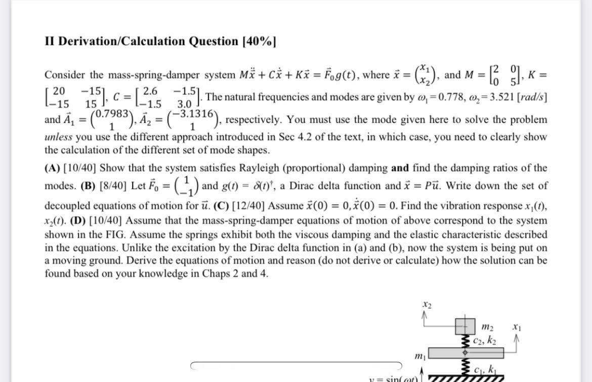 Solved Consider the mass-spring-damper system | Chegg.com