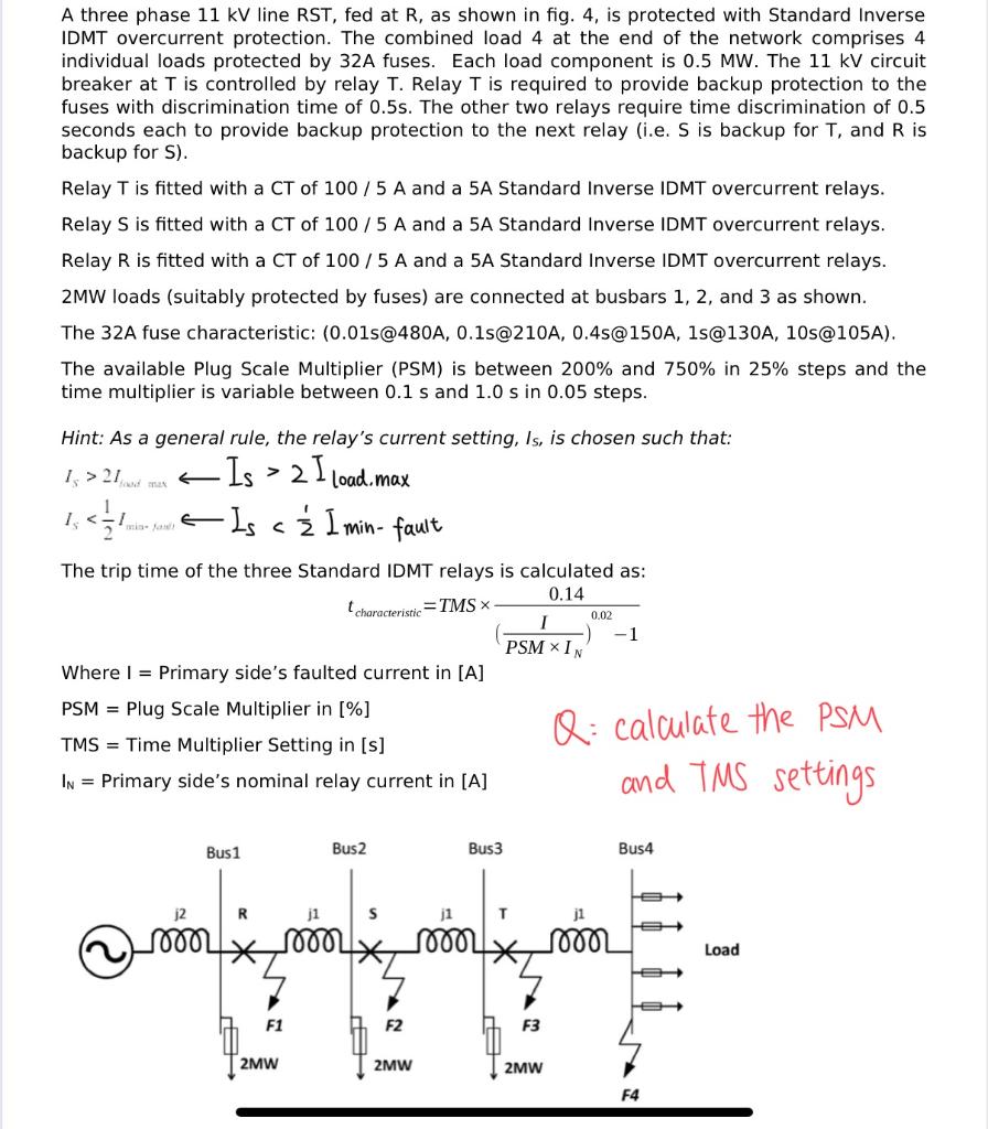 Solved A three phase 11 kV line RST, fed at R, as shown in | Chegg.com