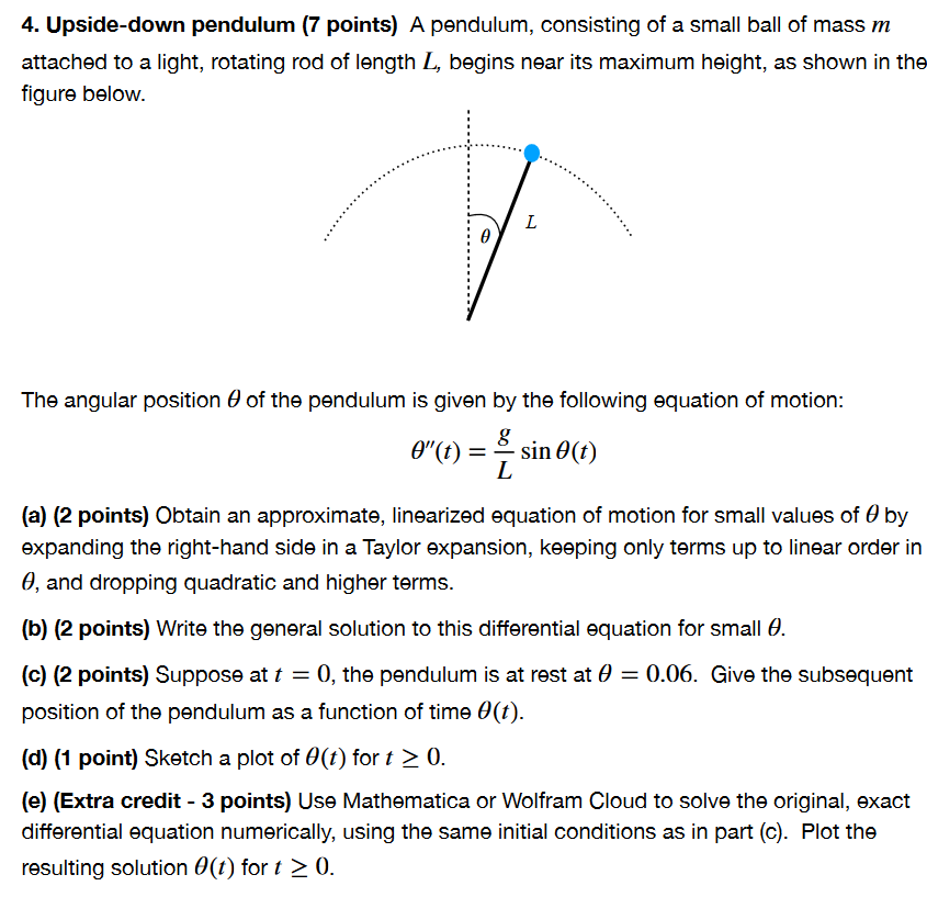 Solved 4. Upside-down pendulum (7 points) A pendulum, | Chegg.com
