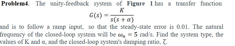 Solved Problem4. ﻿The unity-feedback system of ﻿Figure 1 | Chegg.com