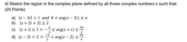 Solved 4) Sketch the region in the complex plane defined by | Chegg.com