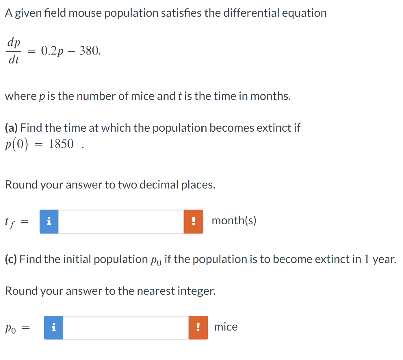Solved A given field mouse population satisfies the | Chegg.com