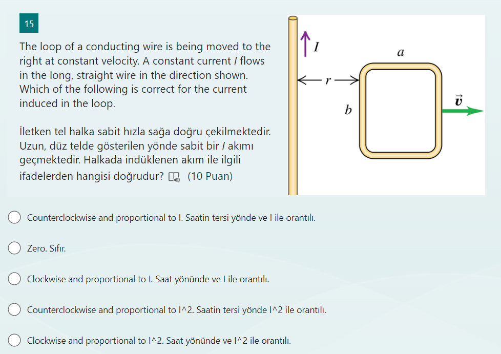 Solved 15 The loop of a conducting wire is being moved to | Chegg.com