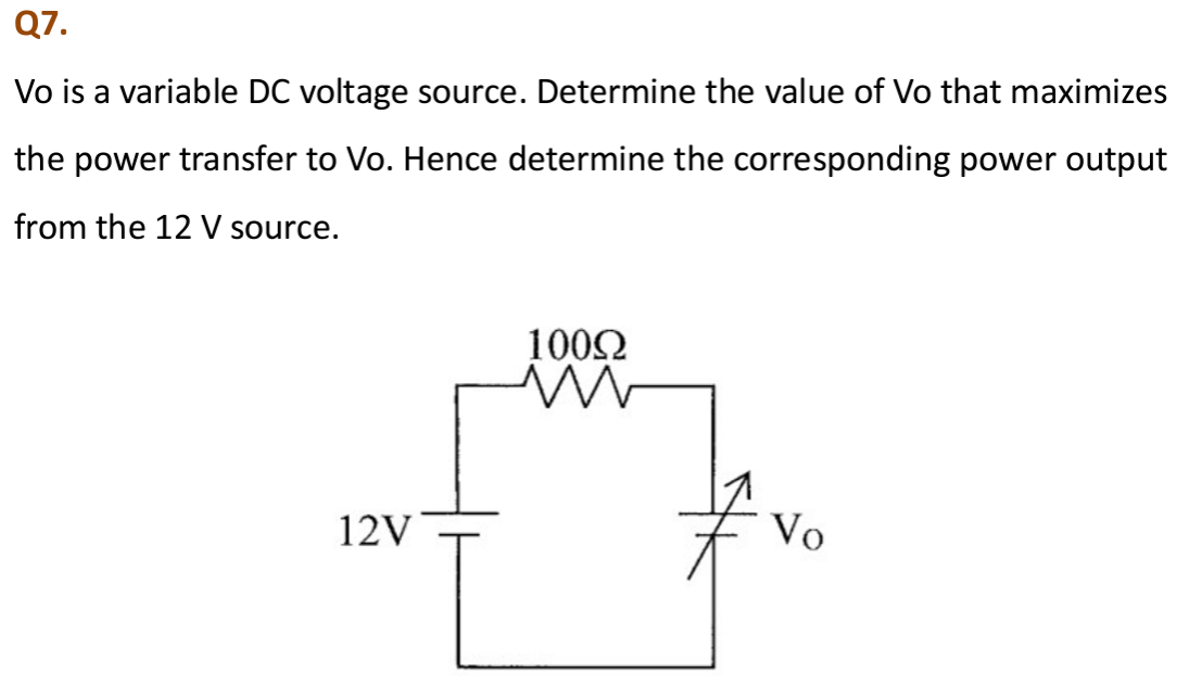 Solved Vo is a variable DC voltage source. Determine the | Chegg.com