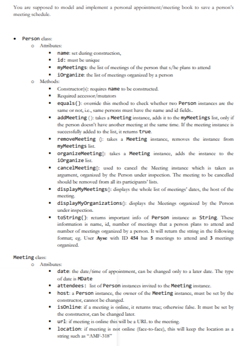Solved You are supposed to model and implement a personal | Chegg.com