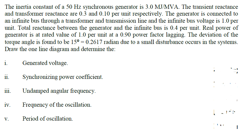 Solved The inertia constant of a 50 Hz synchronous generator | Chegg.com