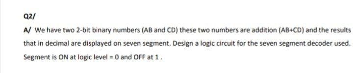 Solved Q2/ A/ We have two 2-bit binary numbers (AB and CD) | Chegg.com