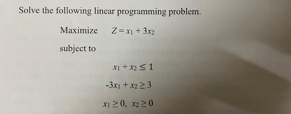 Solved Solve the following linear programming problem. | Chegg.com