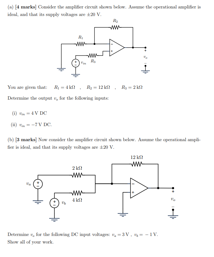 Solved (a) [4 marks Consider the amplifier circuit shown | Chegg.com