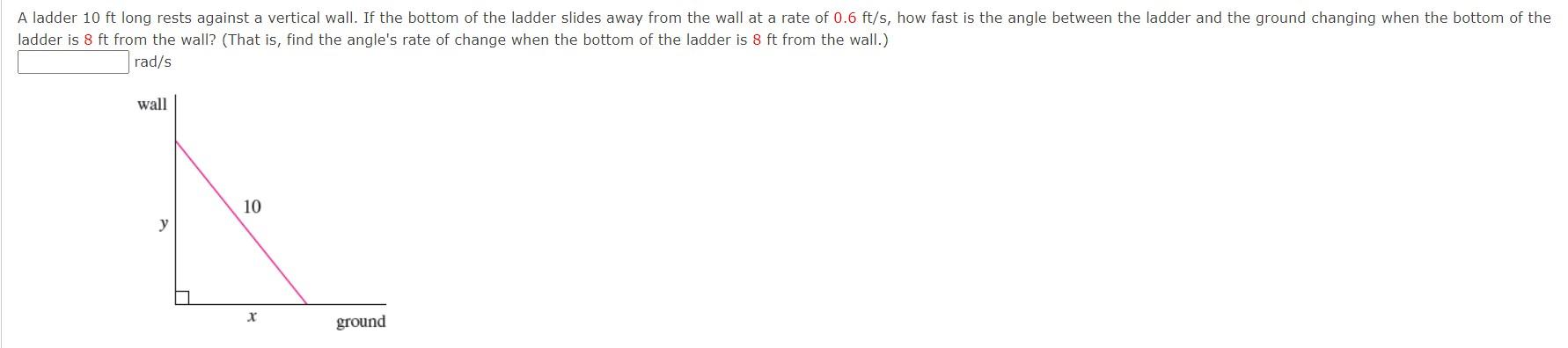 Solved ladder is 8ft from the wall? (That is, find the | Chegg.com