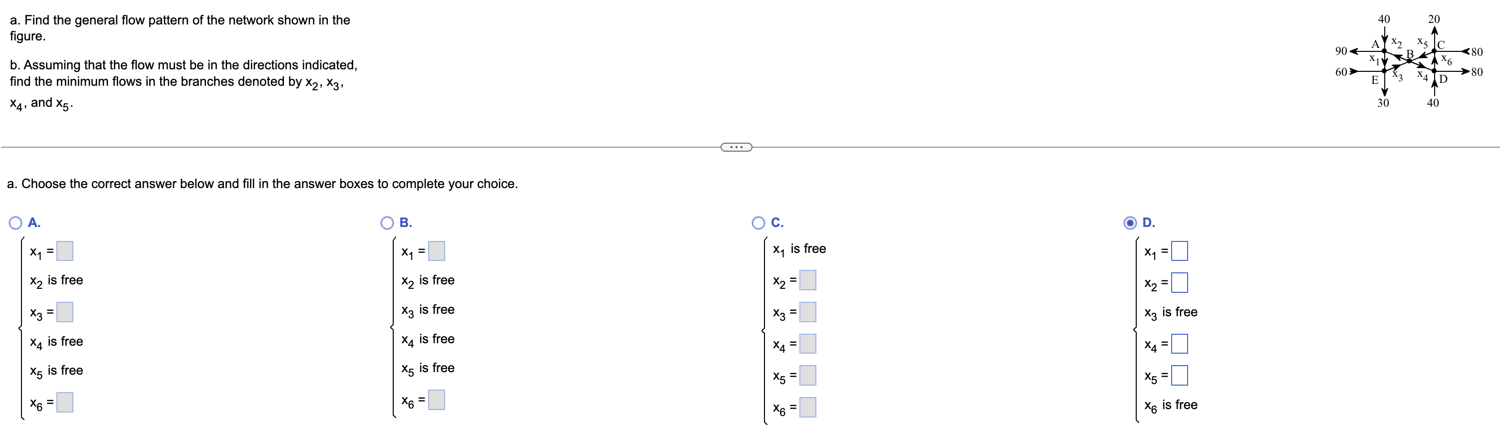 a. Find the general flow pattern of the network shown | Chegg.com