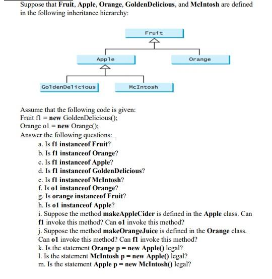 Solved Suppose that Fruit, Apple, Orange, Golden Delicious, | Chegg.com