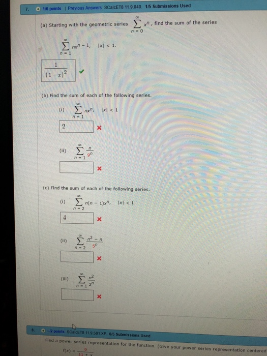 Solved 7. O 1/6 points 1 Previous Answers SCalcET8 11.9.040 | Chegg.com Solved 7. O 1/6 points 1 Previous Answers SCalcET8 11.9.040 | Chegg.com
