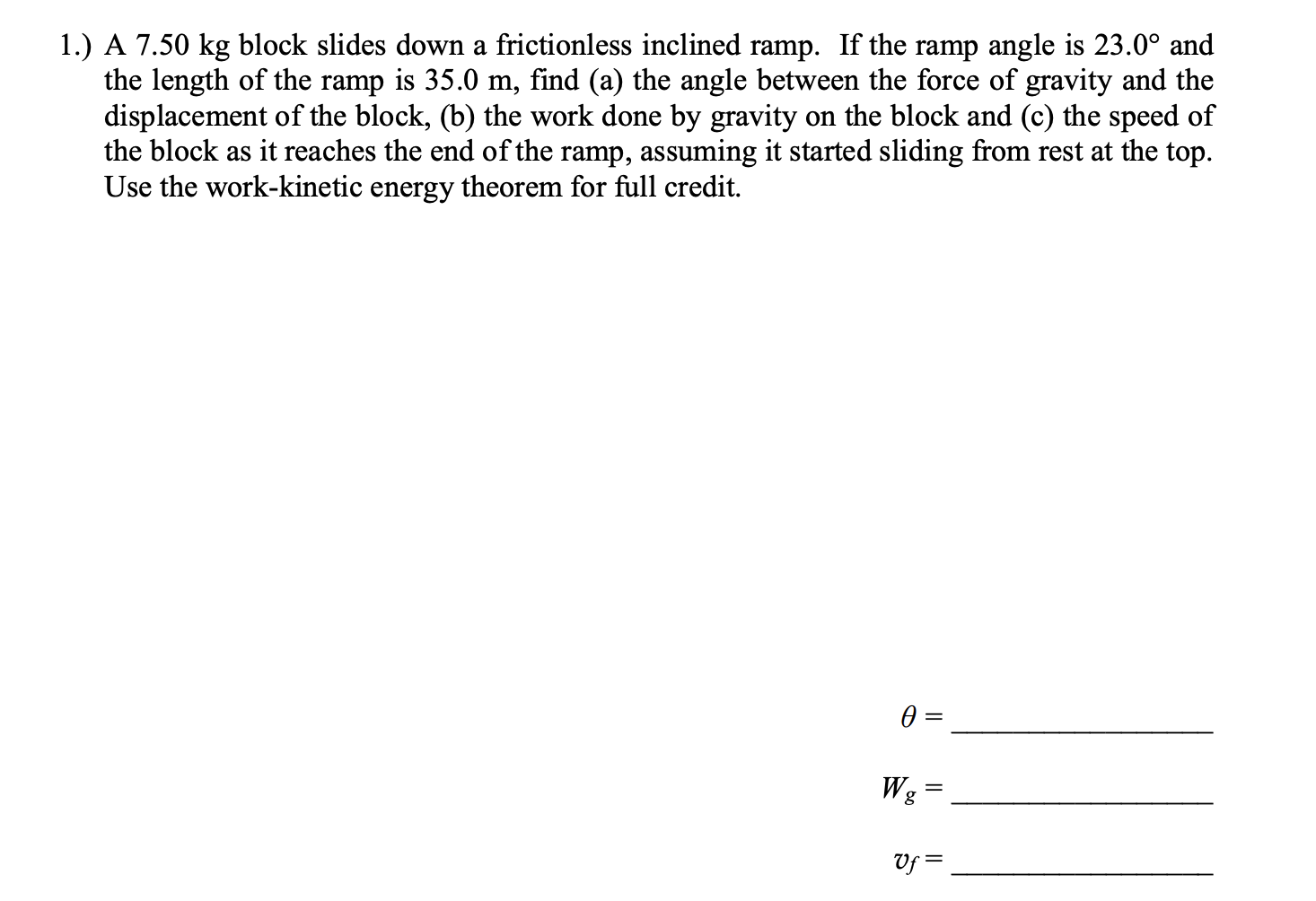Solved A 7.50 ﻿kg block slides down a frictionless inclined | Chegg.com