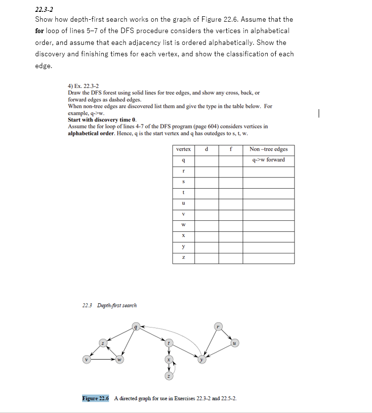 22 3 2 Show How Depth First Search Works On The Graph