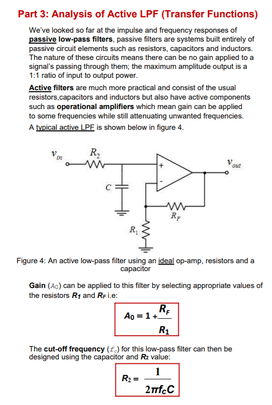 Solved Part 3: Analysis of Active LPF (Transfer Functions) | Chegg.com