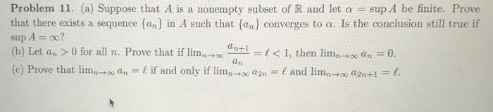 Solved Problem 11, (a) Suppose that A is a nonempty subset | Chegg.com