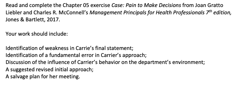 Solved Read and complete the Chapter 05 exercise Case: Pain | Chegg.com