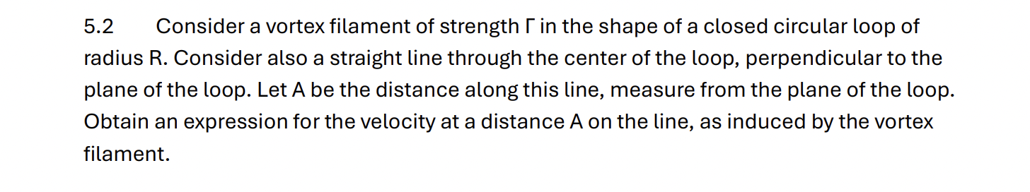 Solved 5.2 ﻿Consider a vortex filament of strength \( \Gamma | Chegg.com
