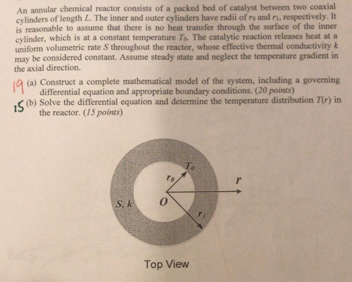 Solved An annular chemical reactor consists of a packed bed | Chegg.com