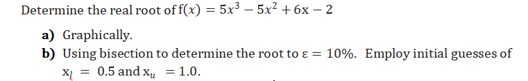 Solved Determine the real root of f(x)=5x3−5x2+6x−2 a) | Chegg.com