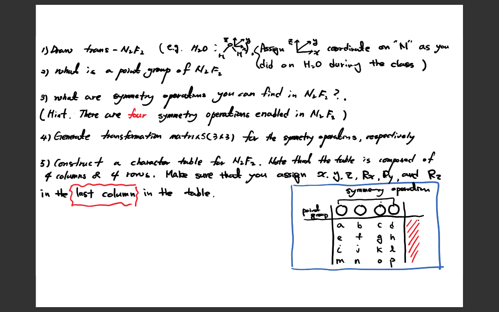 Solved 1. Draw trans-N2F2 2. What is a point group of | Chegg.com