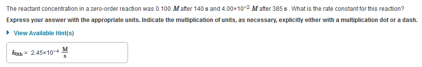 Solved What was the intial reactant concentration for the | Chegg.com