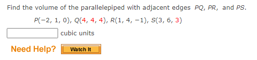 Solved Find the volume of the parallelepiped with adjacent | Chegg.com
