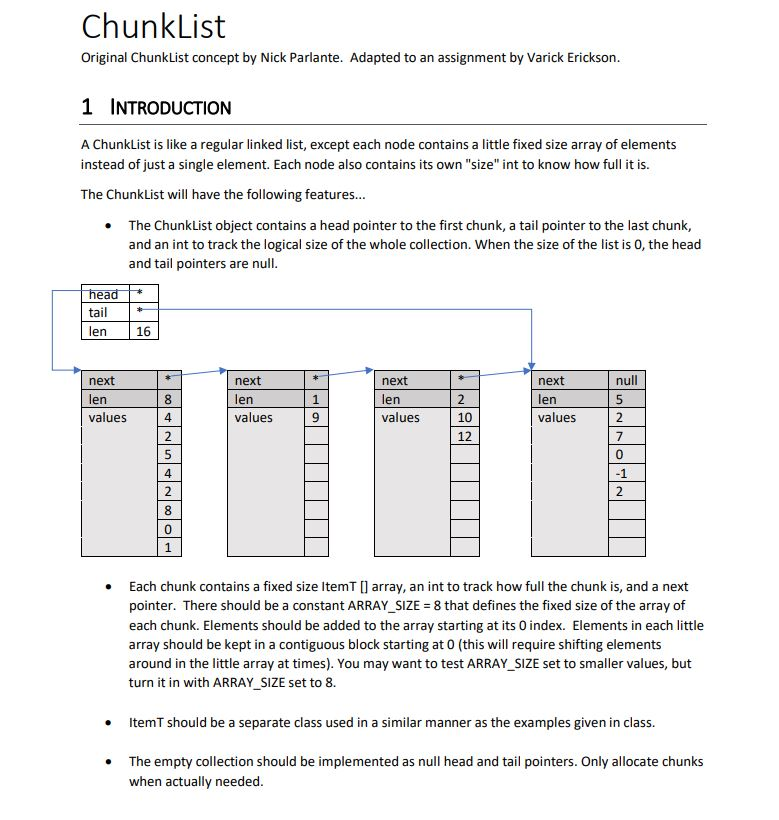 Chunklist Original Chunklist concept by Nick | Chegg.com
