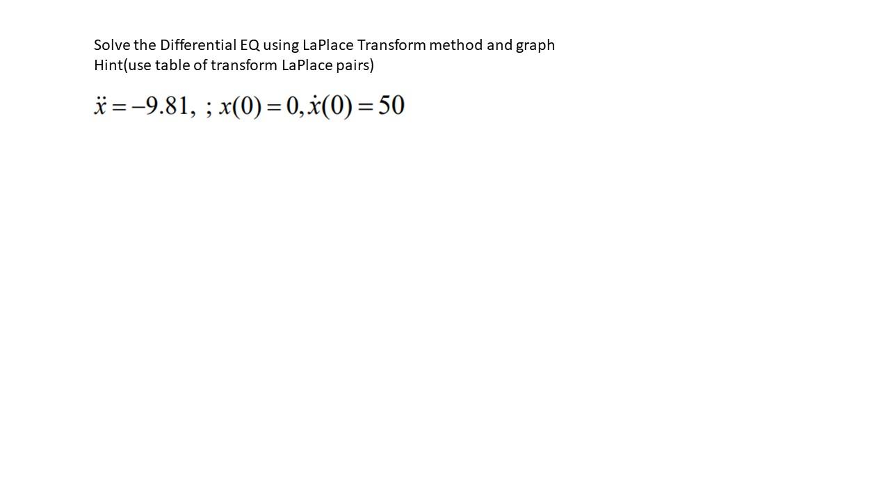Solved Solve the Differential EQ using LaPlace Transform | Chegg.com