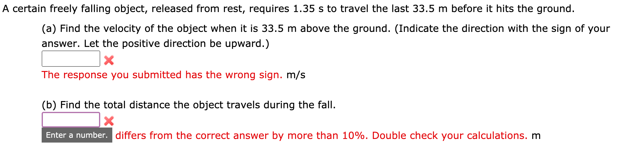 Solved A certain freely falling object, released from rest, | Chegg.com