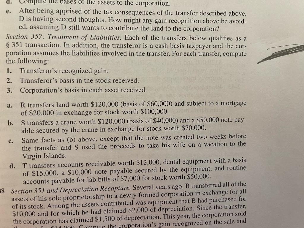 Solved e. After being apprised of the tax consequences of | Chegg.com