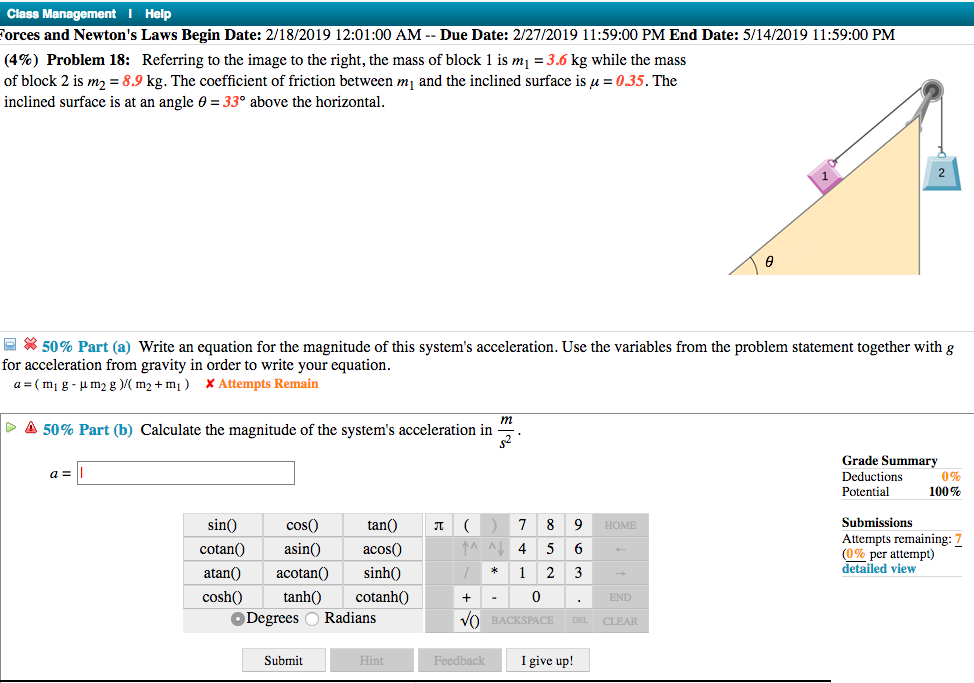 Solved Forces and Newton's Laws Begin Date: 2/18/2019 | Chegg.com