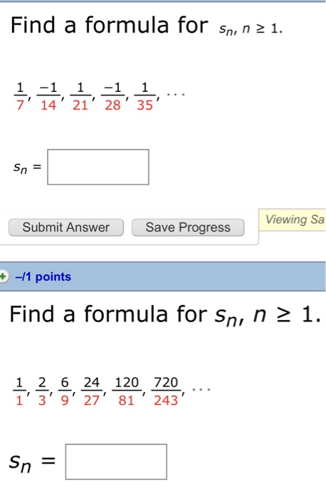 Solved Find a formula for sn, n 2 1. 7' 14' 21' 28' 35 | Chegg.com