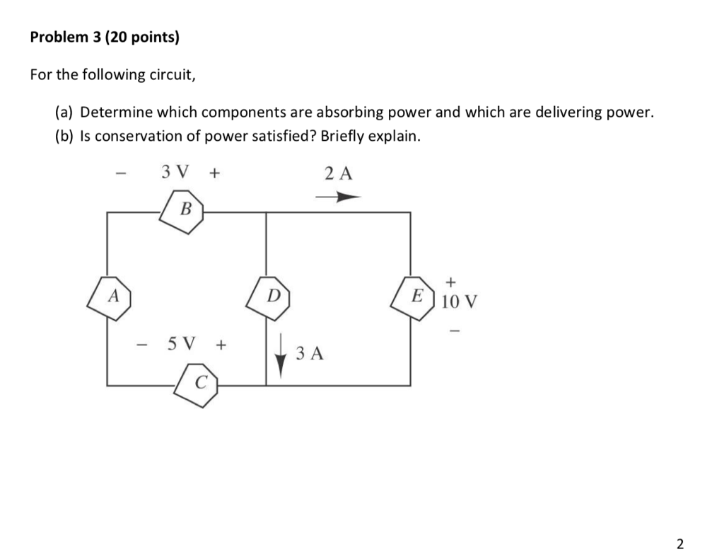 Solved Problem 3 (20 points) For the following circuit, (a) | Chegg.com