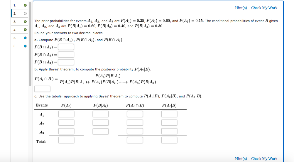 Solved The prior probabilities for events A1, A2, and A3 are | Chegg.com