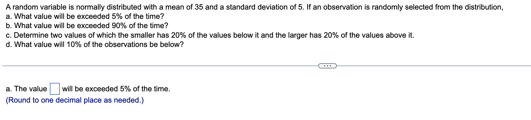 Solved A random variable is normally distributed with a mean | Chegg.com