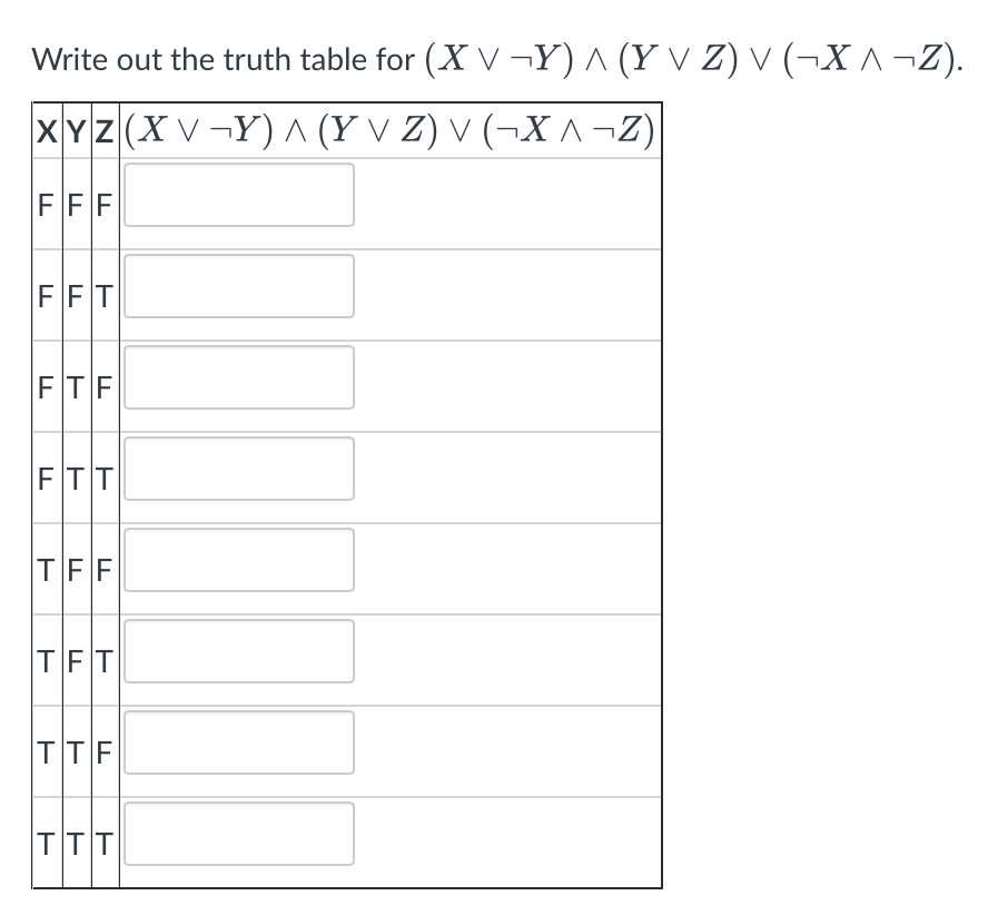 Solved Write out the truth table for (XVY) ^ (Y V Z) v | Chegg.com