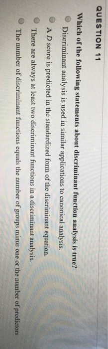 Solved QUESTION 11 Which of the following statements about | Chegg.com