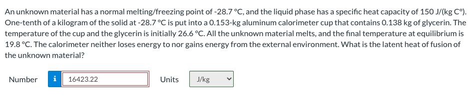 Solved An unknown material has a normal melting/freezing | Chegg.com