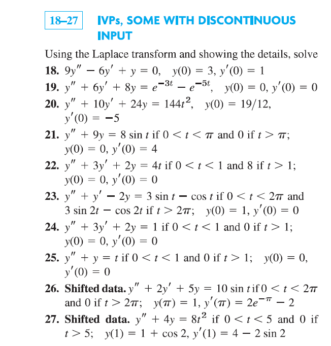 Solved = 18-27 IVPS, SOME WITH DISCONTINUOUS INPUT Using the | Chegg.com