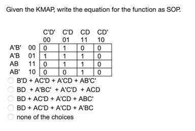 Solved Given the KMAP, write the equation for the function | Chegg.com