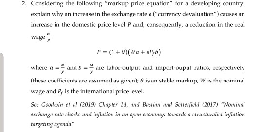 Solved 2. Considering the following “markup price equation" | Chegg.com