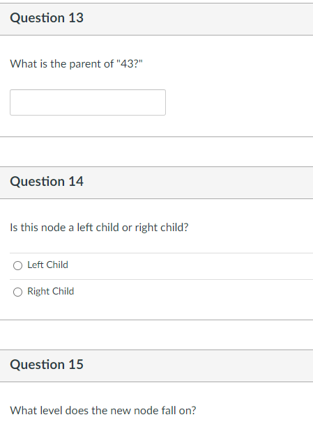 Solved Take the following tree: Perform an insert of "43" | Chegg.com