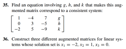 Solved 35. Find an equation involving g,h, and k that makes | Chegg.com